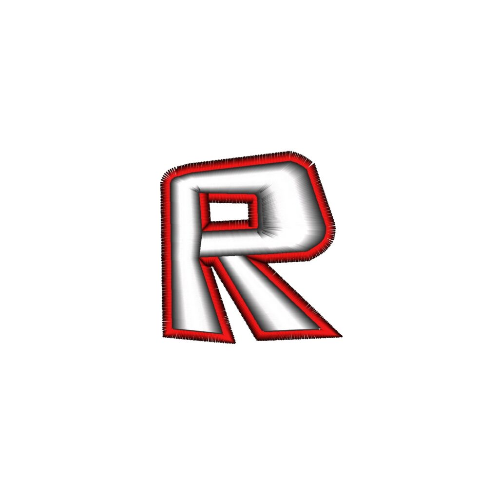 Roblox R Puffed design for embroidery machine – Mydigitize.mx