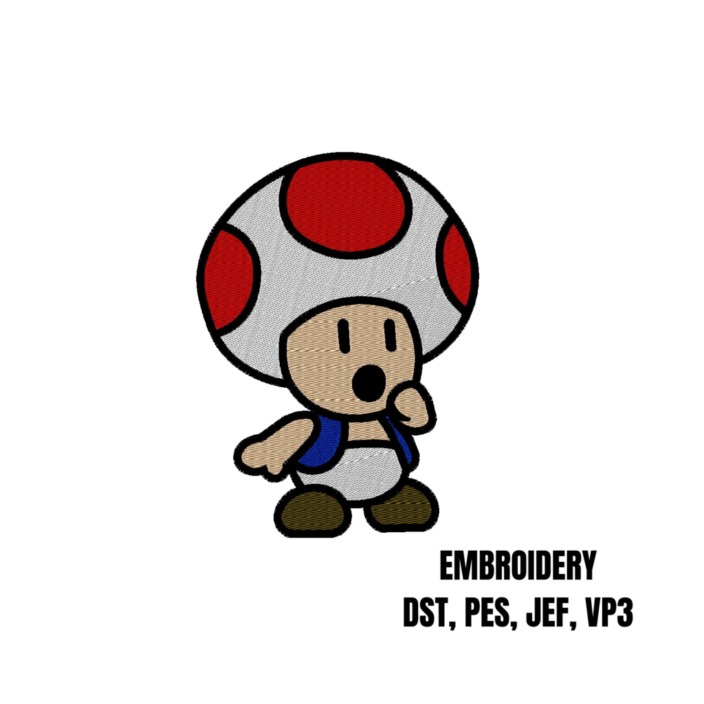 Super Mario Bros, Toad Design for embroidery machine – Mydigitize.mx