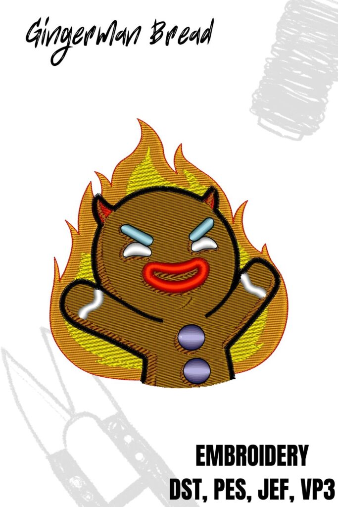 Shrek Movie, Devil Gingerman Bread character embroidery design ...