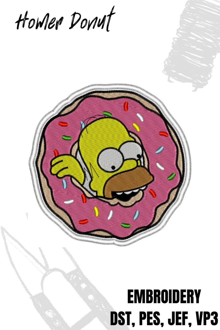 Donut Homer Simpson design for embroidery machine. Great for patch ...