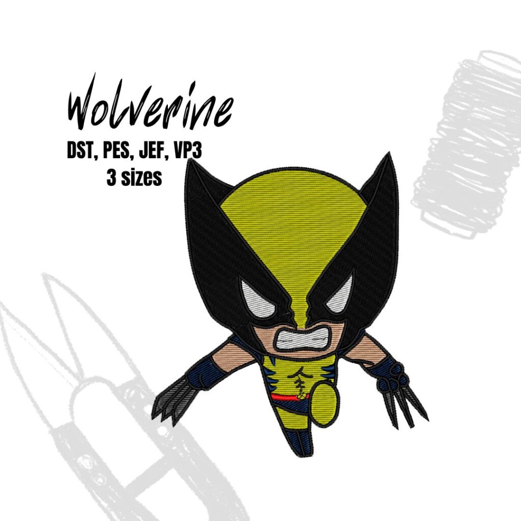 Chibi Wolverine design for embroidery machine – Mydigitize.mx