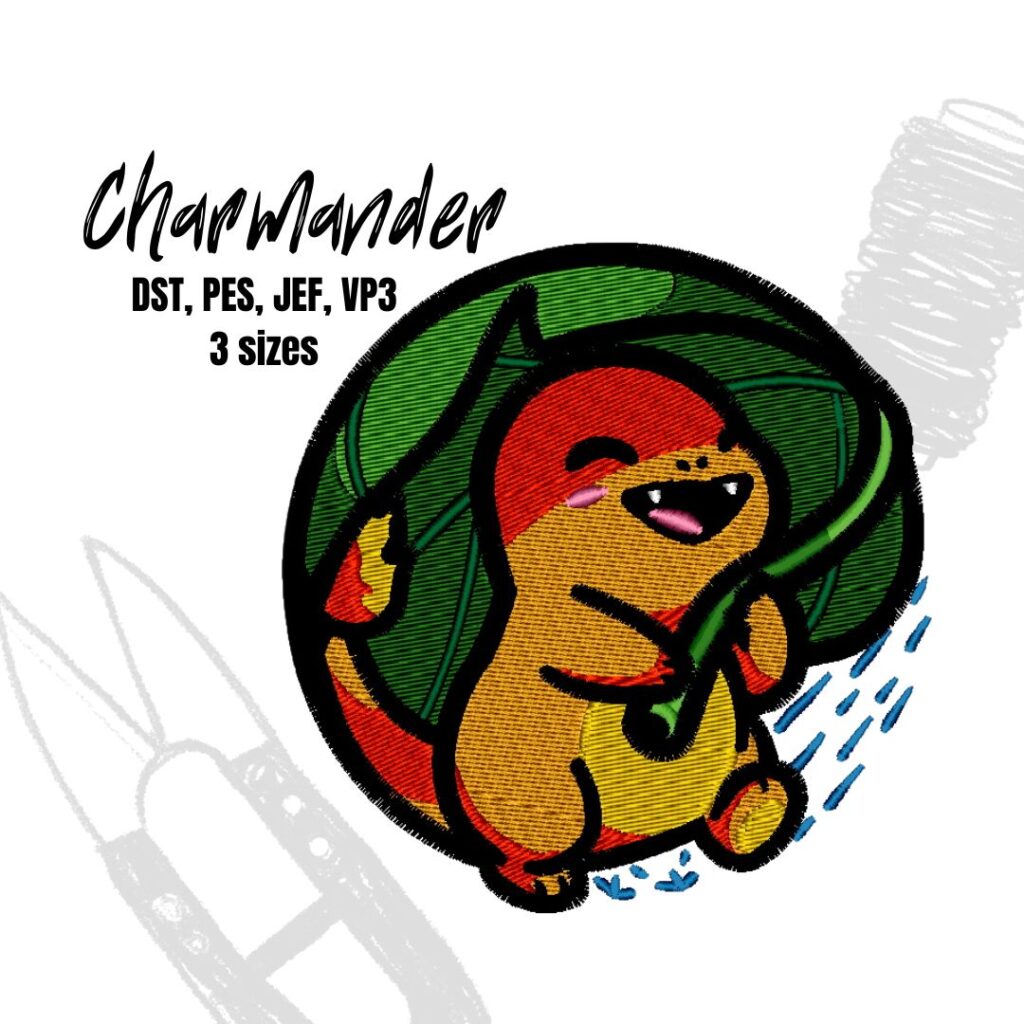 Pokémon Charmander Embroidery machine design – Mydigitize.mx