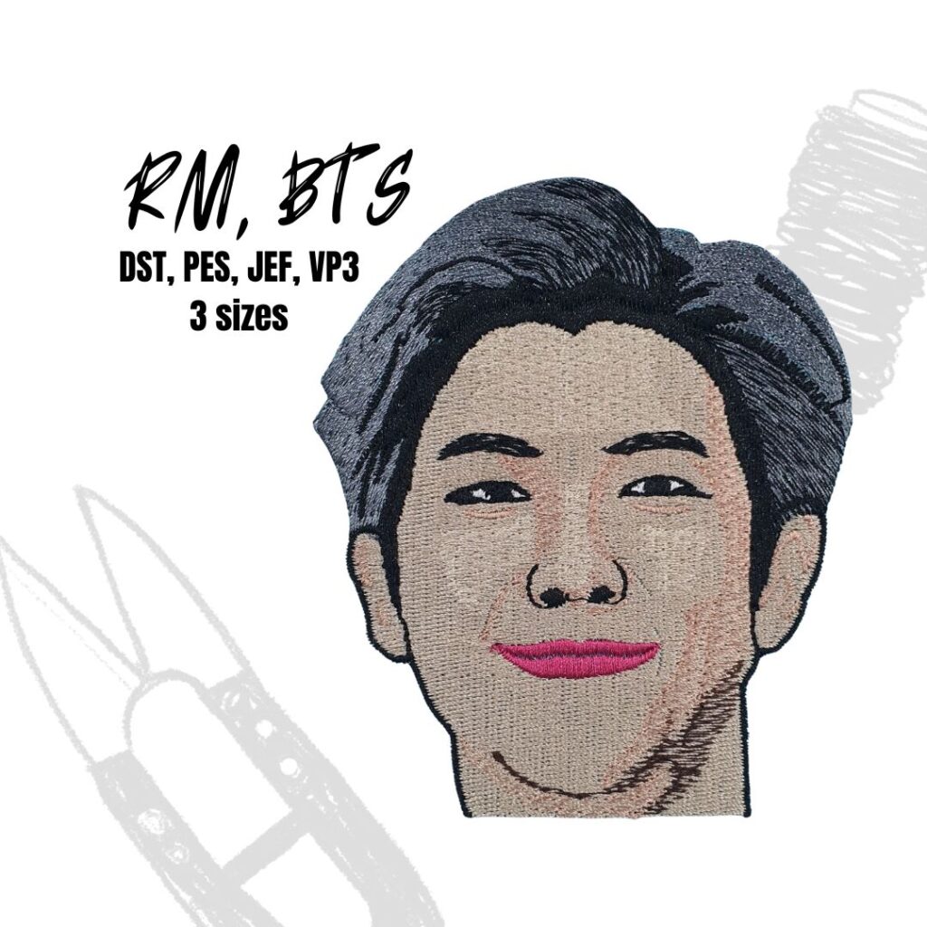 RM from BTS Realistic Photo Embroidery Design K-Pop Band – Mydigitize.mx