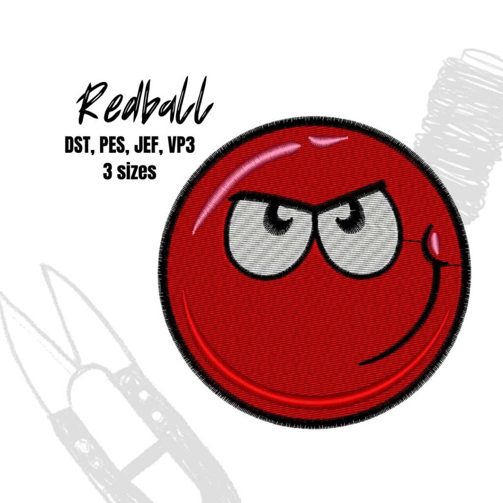 Red Ball Character design for embroidery machine – Mydigitize.mx