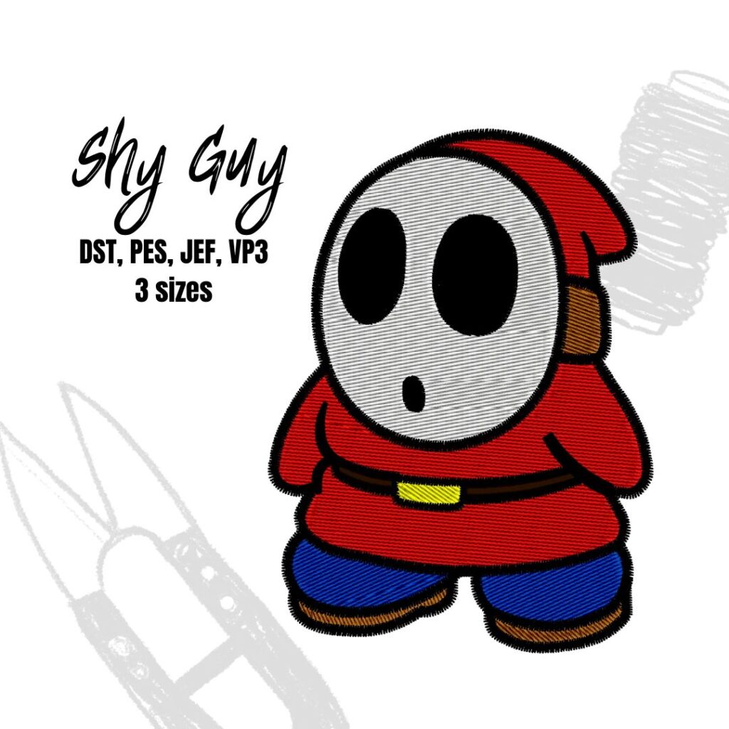 Super Mario Shy Guy character design for embroidery machine DST, PES ...