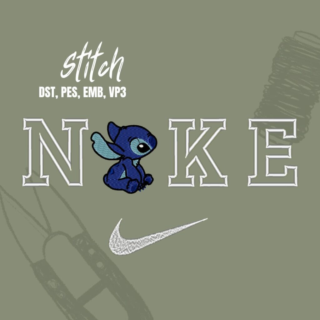 Nike Stitch, Lilo & Stitch movie digital design for embroidery machine ...