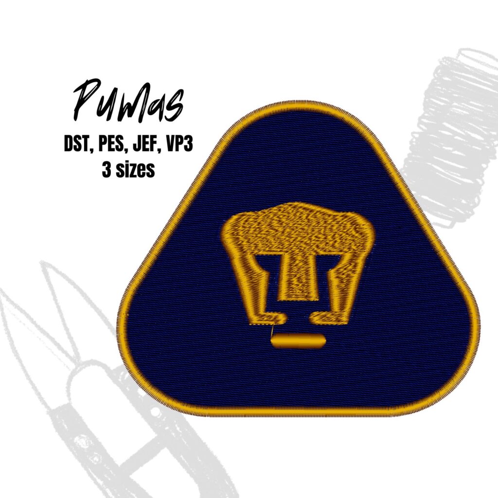 Pumas UNAM Futbol Mexicano logo design for embroidery machine ...