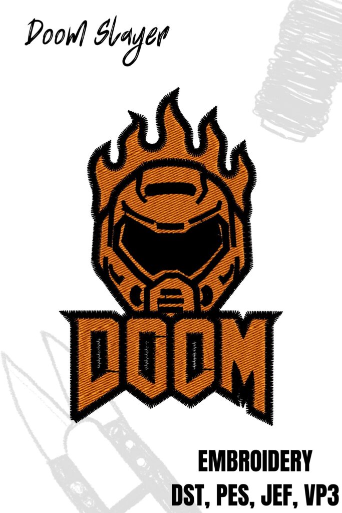 DOOM Slayer logo embroidery design for embroidery machine – Mydigitize.mx